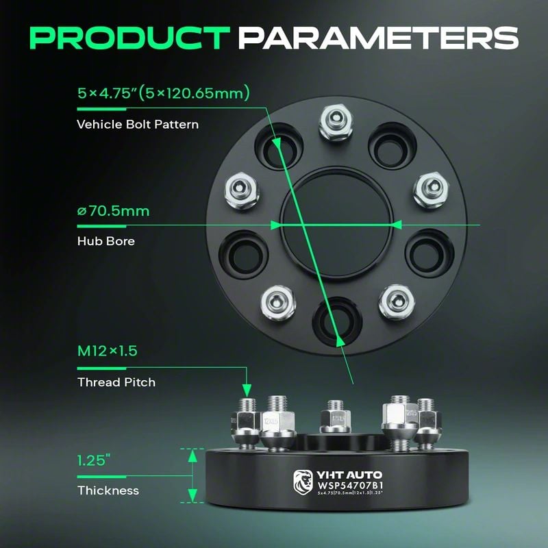 Camaro 1.25-Inch 5-Lug Wheel Spacers; Rear Only; Black; Set of Two (93 ...