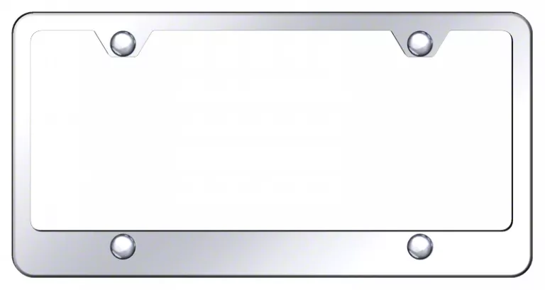 Camaro 4-Hole Wide Bottom License Plate Frame; Mirrored Stainless ...