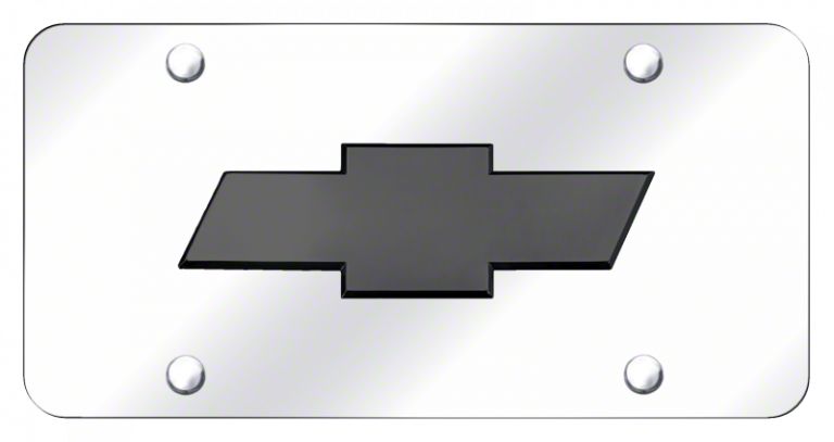 Camaro Chevy Logo License Plate; Black Pearl on Chrome (Universal; Some ...