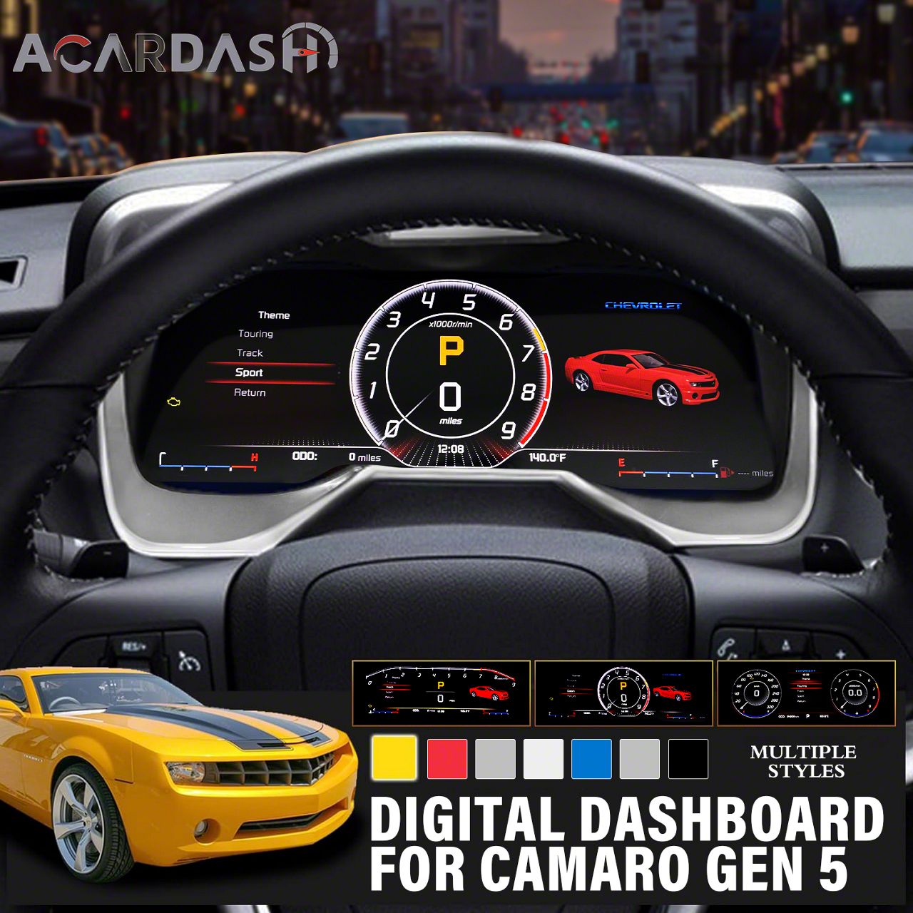 Camaro Digital Cluster Plug and Play Upgrade; Silver Frame (10-15 Camaro) - Free Shipping