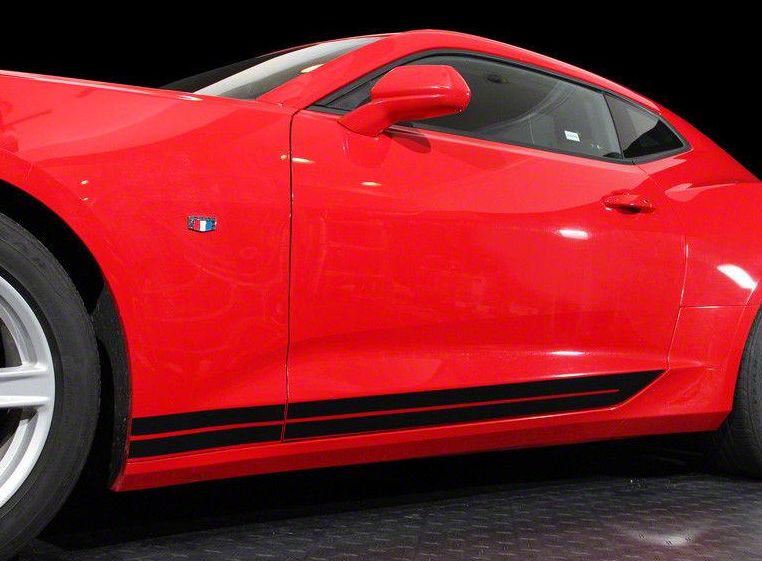Camaro Door/Upper Rocker Panel Side Stripes; Gloss Black (14-15 Camaro ...