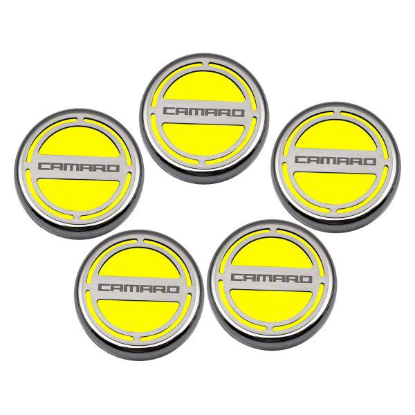 Camaro Engine Caps with Camaro Logo; Solid Yellow (10-15 V6 Camaro ...