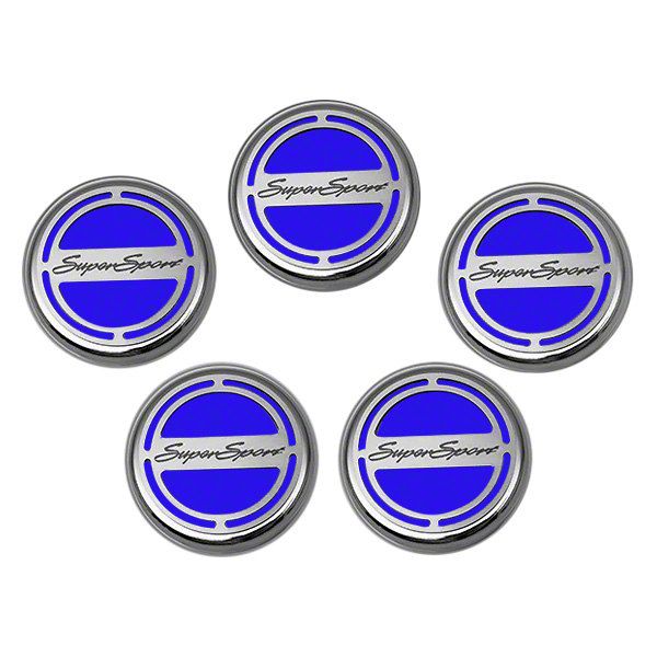 Camaro Engine Caps with Super Sport Logo; Dark Blue (10-15 Camaro SS w ...