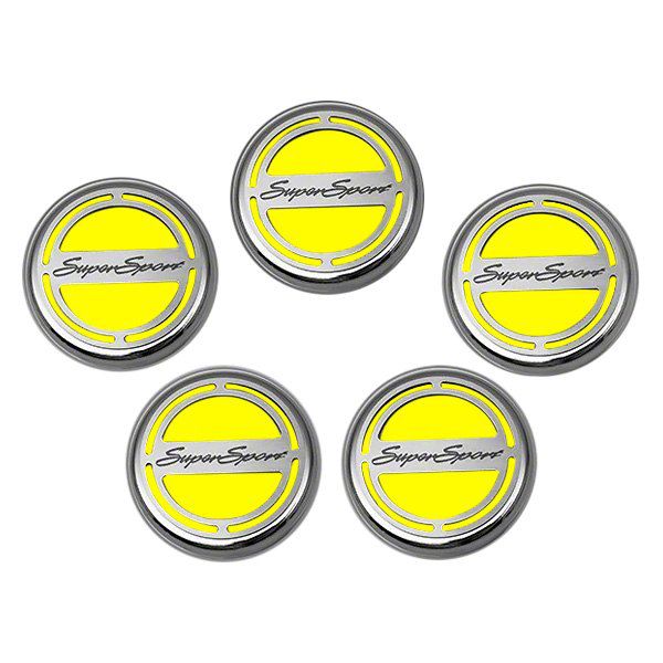 Camaro Engine Caps with Super Sport Logo; Yellow (10-15 Camaro SS w ...