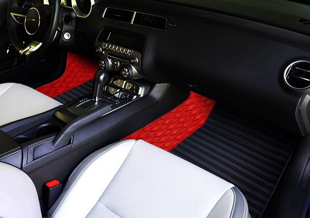 Camaro F1 Hybrid Front and Rear Floor Mats; Full Red (16-24 Camaro ...