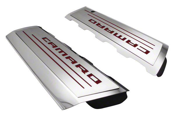 Camaro Fuel Rail Cover Overlays with Camaro Cutout; Garnet Red (16-24 ...