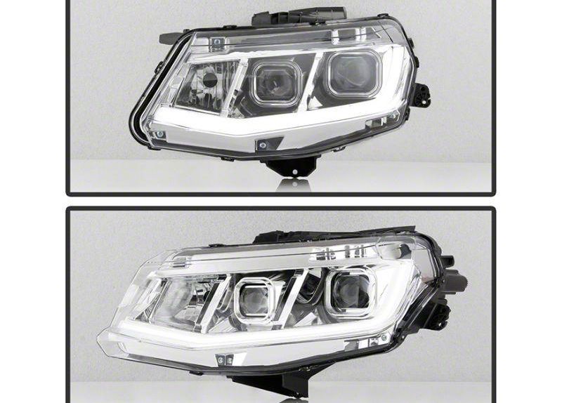 Camaro Full LED Headlights; Chrome Housing; Clear Lens (16-18 Camaro w ...