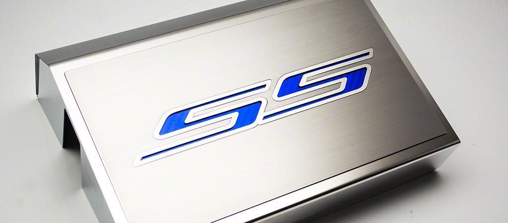 Camaro Fuse Box Cover with Brushed SS Top Plate; Blue (16-24 Camaro SS ...