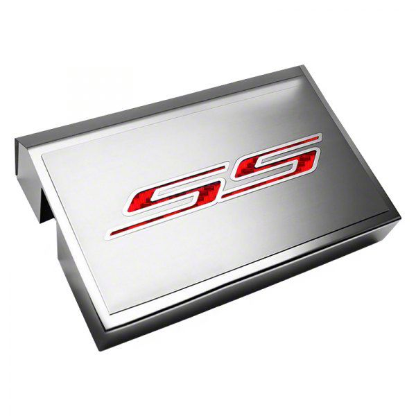 Camaro Fuse Box Cover with Brushed SS Top Plate; Red (16-24 Camaro SS ...