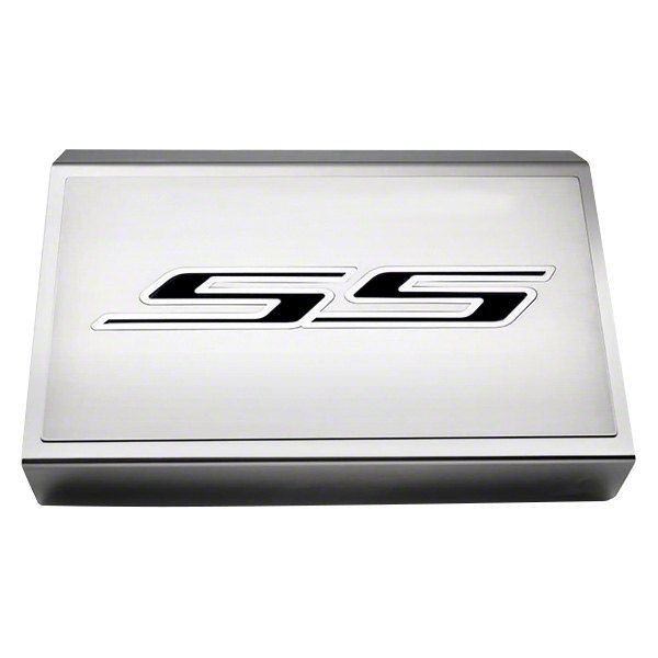 Camaro Fuse Box Cover with Brushed SS Top Plate; Black Solid (16-24 ...