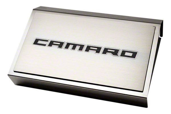 Camaro Fuse Box Cover with Brushed Camaro Top Plate; Brushed Black (16 ...