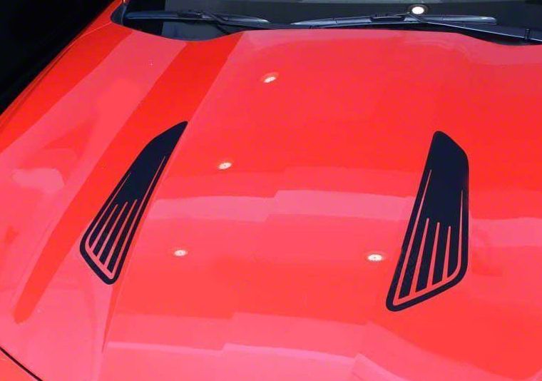 Camaro Hood Louvers Imitation Accent Decals; Gloss Black (14-15 Camaro ...