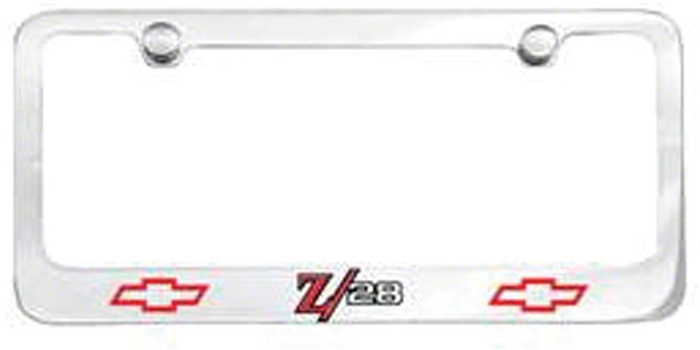 Camaro License Plate Frame with Z/28 Logo; Chrome (Universal; Some ...