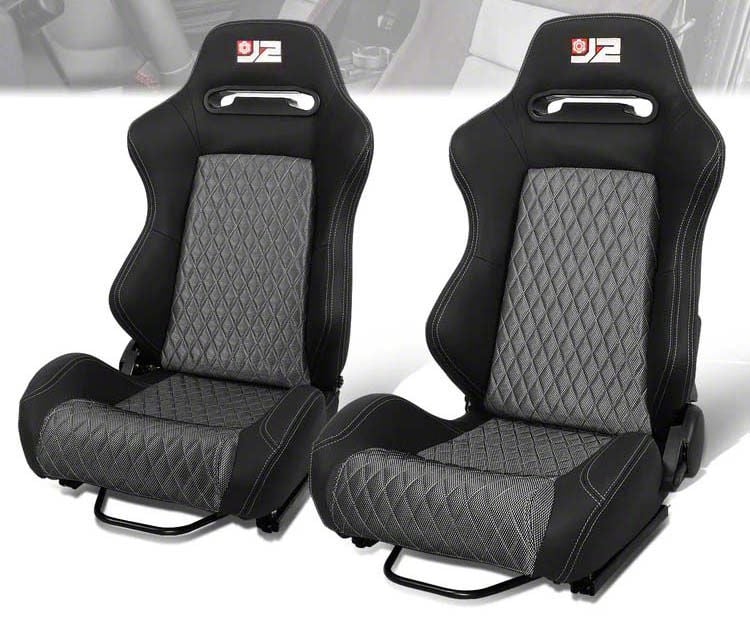 Camaro Microfiber Suede Racing Bucket Seats with Seat Sliders; Black ...