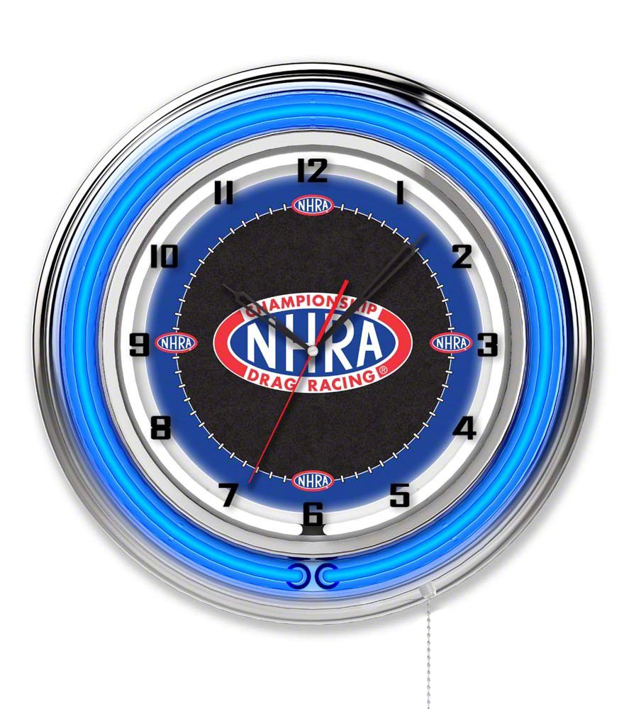 Camaro NHRA 19-Inch Double Neon Clock; Blue Neon - Free Shipping
