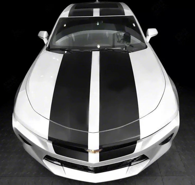 Camaro Over-The-Top Racing Double Stripes; Gloss Black (16-18 Camaro ...
