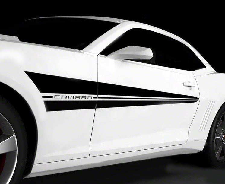 Camaro Racing Sport Side Stripes; Matte Black (14-15 Camaro) - Free ...