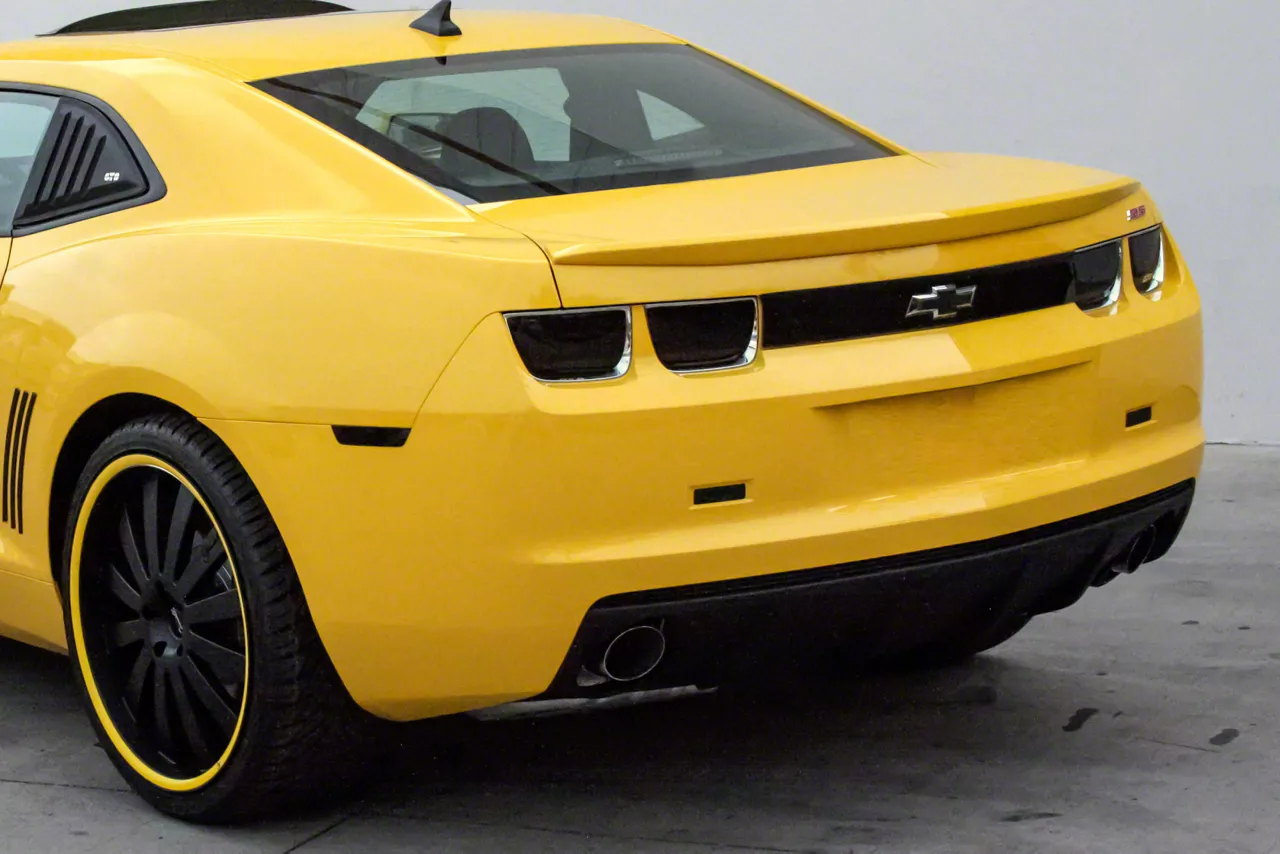 Camaro Rear Black Out Panel with Bow Tie Cutout; Smoked (10-13 Camaro ...