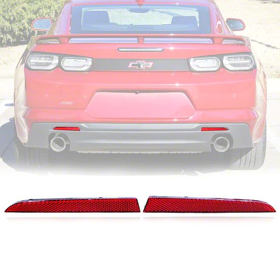 Camaro Rear Bumper Reflectors; Red (16-24 Camaro) - Free Shipping