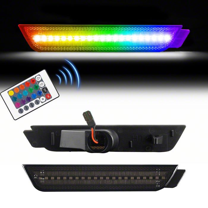 Camaro RGB Dynamic LED Side Markers with Remote; Smoked (10-15 Camaro ...