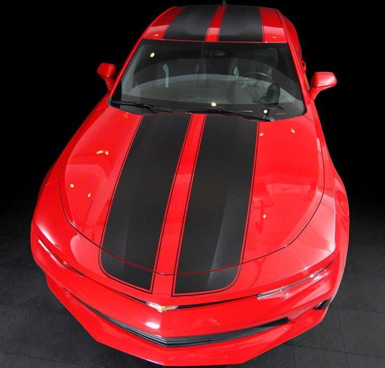Camaro Top Rally Sport Stripes with Roof Stripes Roof; Matte Black (19 ...
