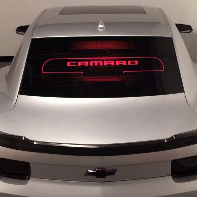 Camaro Wind Deflector with Camaro Logo; Clear; Blue Lighting Kit (10-15 ...