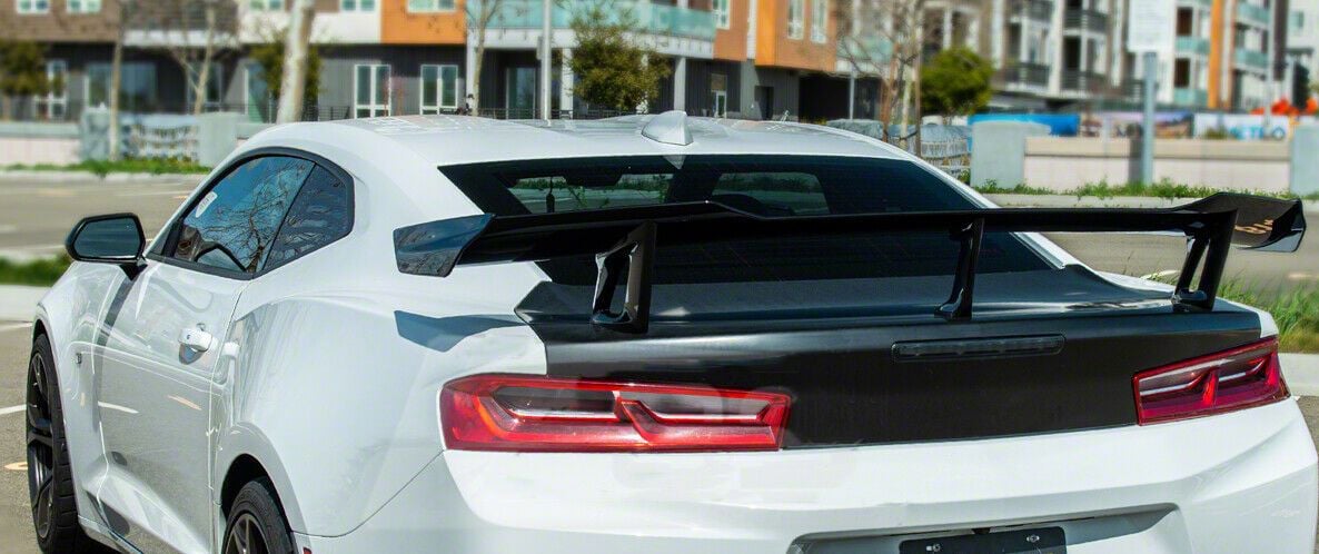 Camaro ZL1 1LE Style Rear Wing Side Winglets; Gloss Black (16-24 Camaro ...
