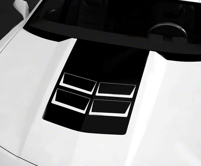 Camaro ZL1 Style Hood Cowl Stripe Decal; Gloss Black (14-15 Camaro ...