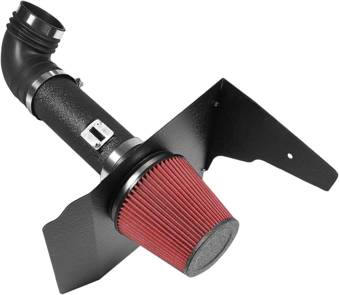 Camaro Aluminum Cold Air Intake with Red Filter and Heat Shield; Black ...