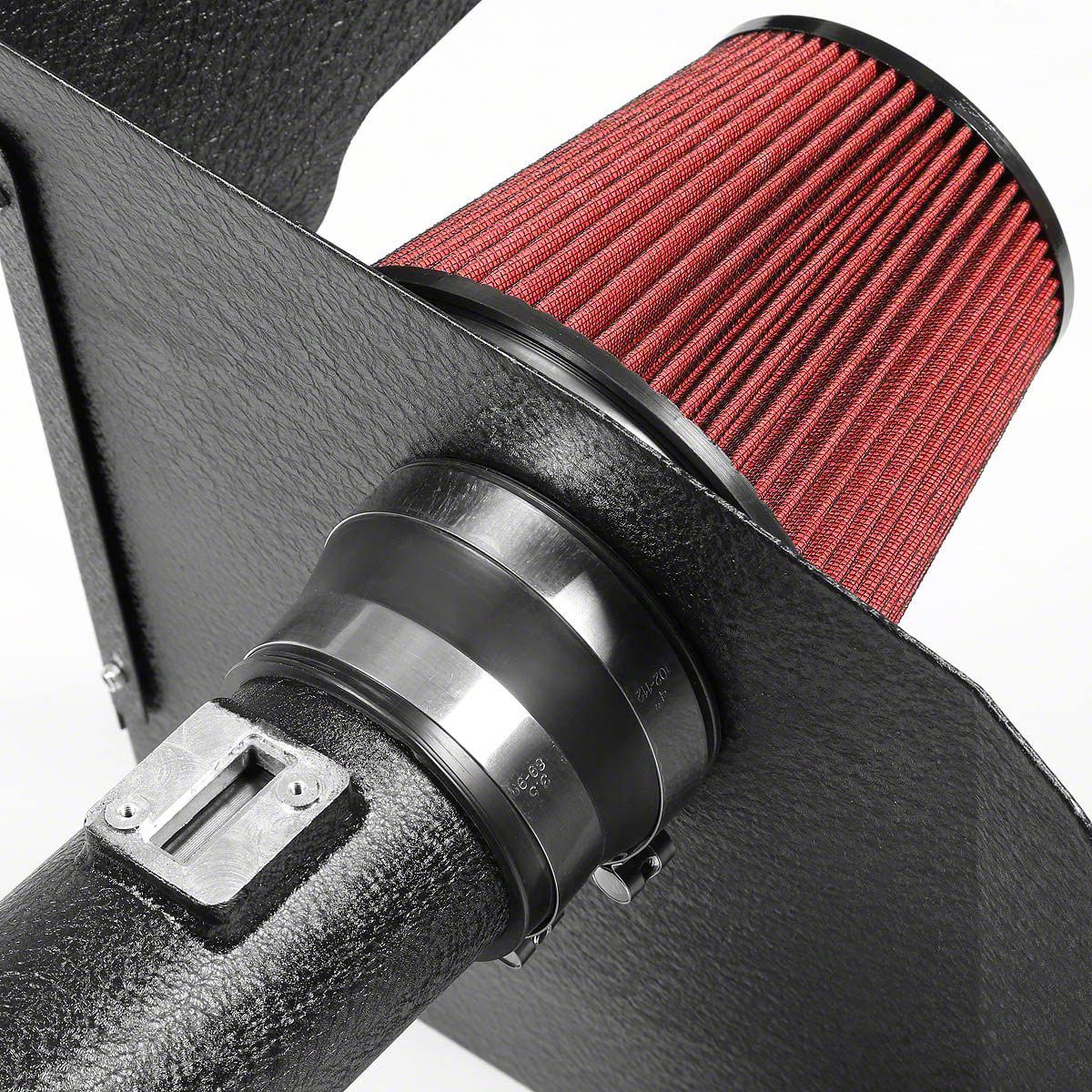 Camaro Aluminum Cold Air Intake with Red Filter and Heat Shield; Black ...