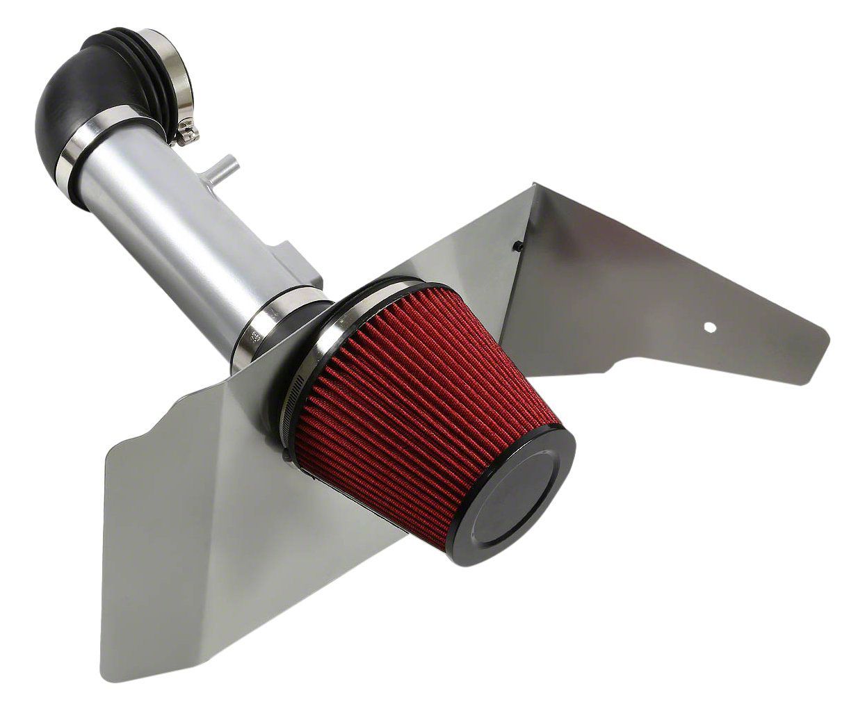 Camaro Aluminum Cold Air Intake with Red Filter and Heat Shield; Silver ...