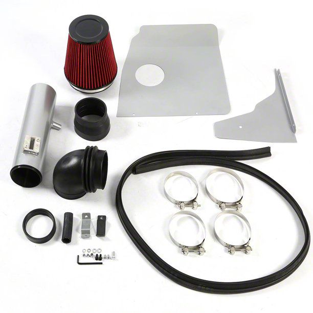 Camaro Aluminum Cold Air Intake with Red Filter and Heat Shield; Silver ...