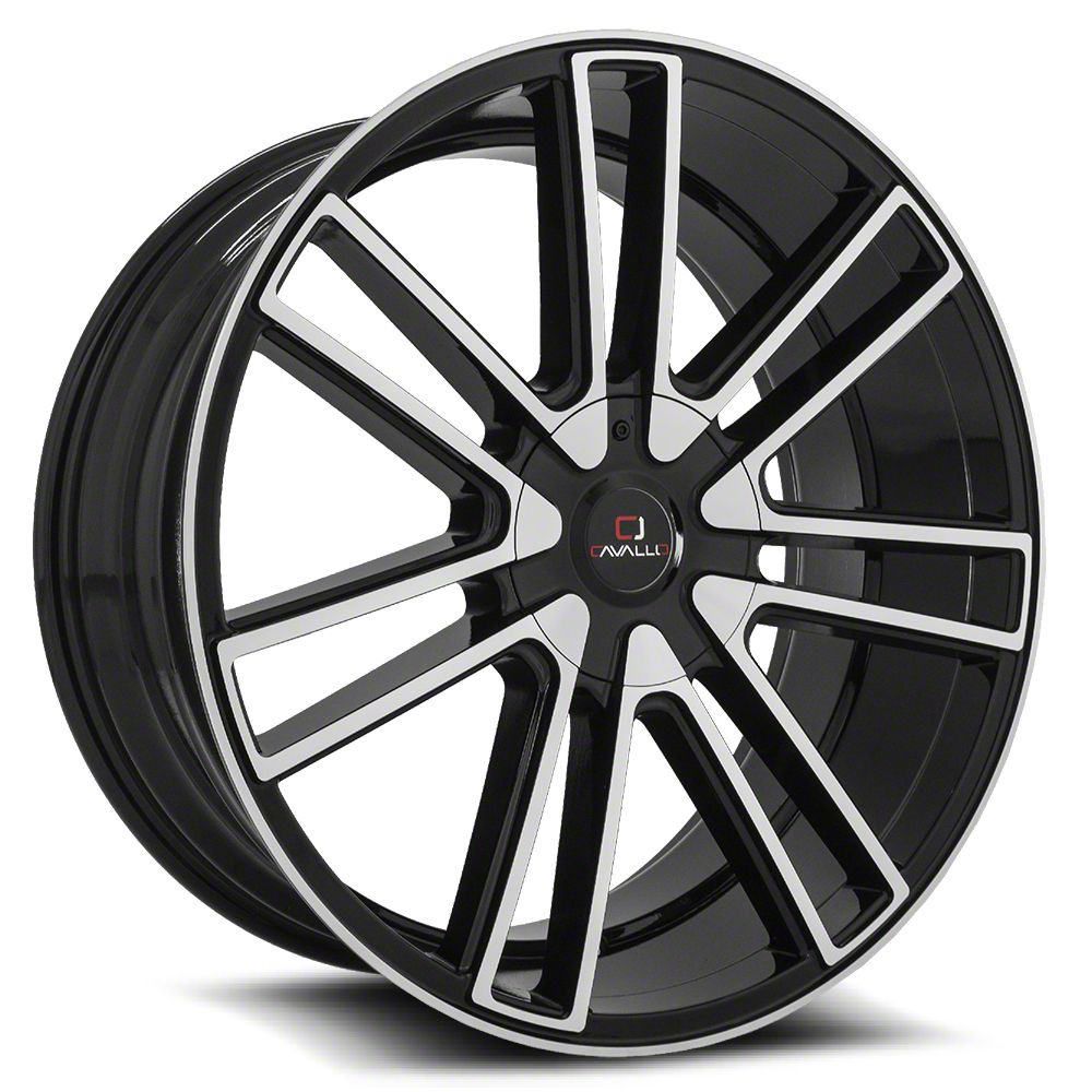 Cavallo Camaro CLV-21 Gloss Black and Machined Wheel; 22x8.5; 38mm ...