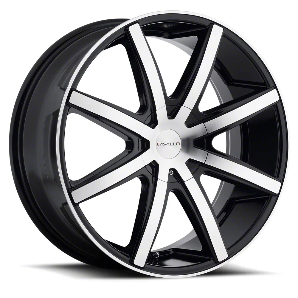 Cavallo Camaro CLV-8 Gloss Black and Machined Wheel; Rear Only; 26x9.5 ...