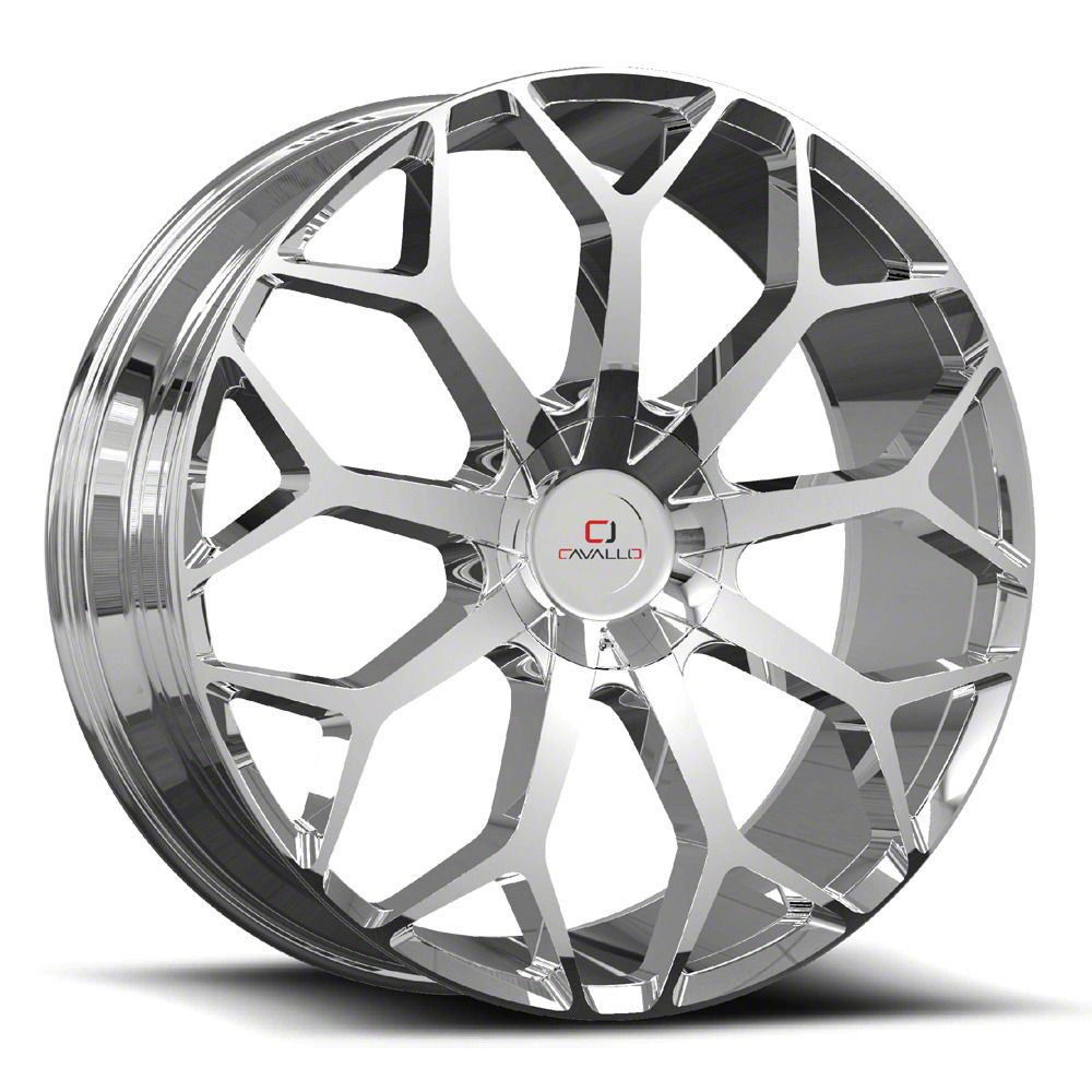 Cavallo Challenger CLV-22 Chrome Wheel; Rear Only; 22x9.5; 15mm Offset ...