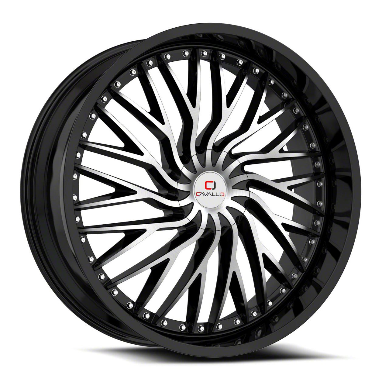 Cavallo Challenger CLV-43 Gloss Black and Machined Wheel; Rear Only ...
