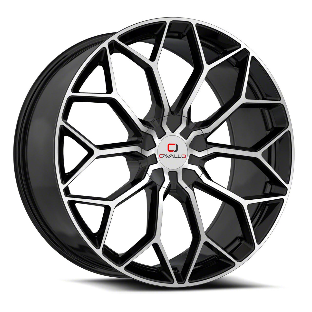 Cavallo Challenger CLV-44 Gloss Black and Machined Wheel; Rear Only ...