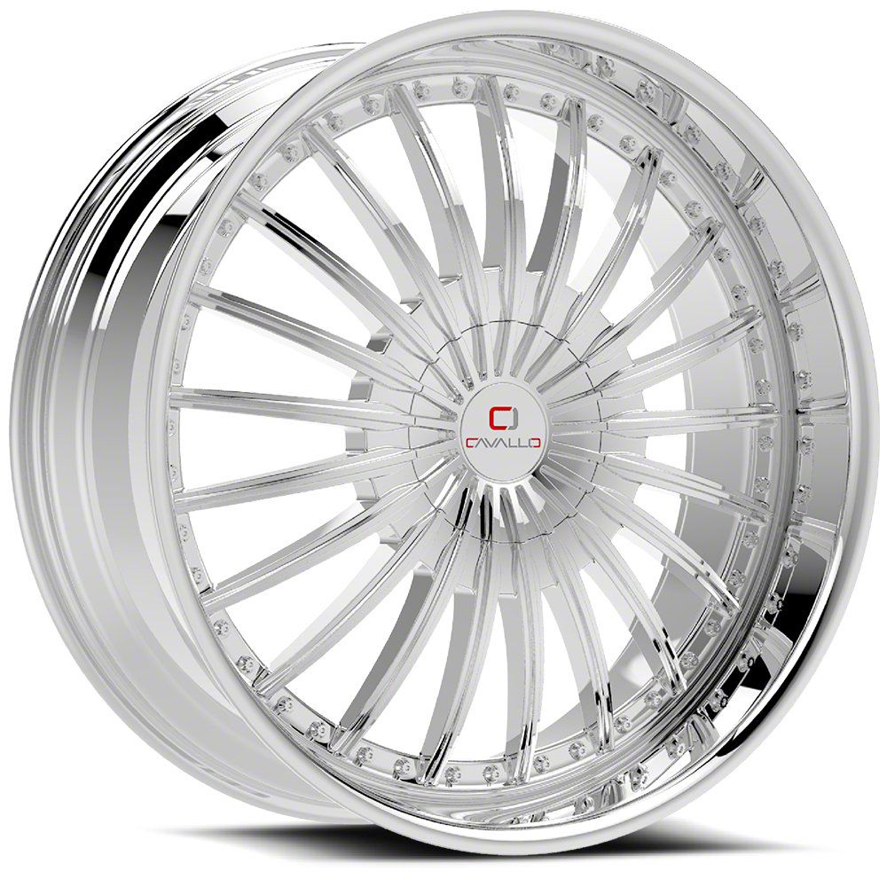Cavallo Charger CLV-32 Nano Chrome Wheel; Rear Only; 22x9.5; 15mm ...