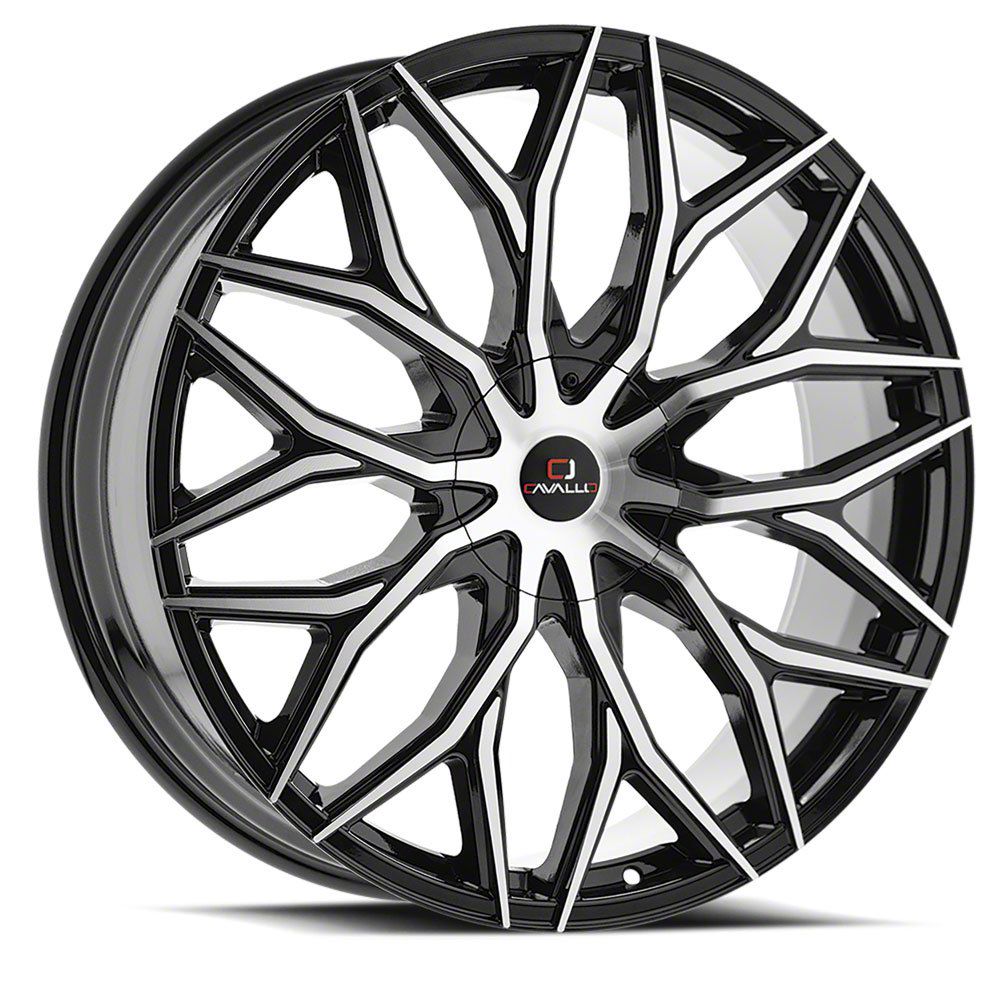 Cavallo Charger CLV-37 Gloss Black and Machined Wheel; Rear Only; 26x9 ...