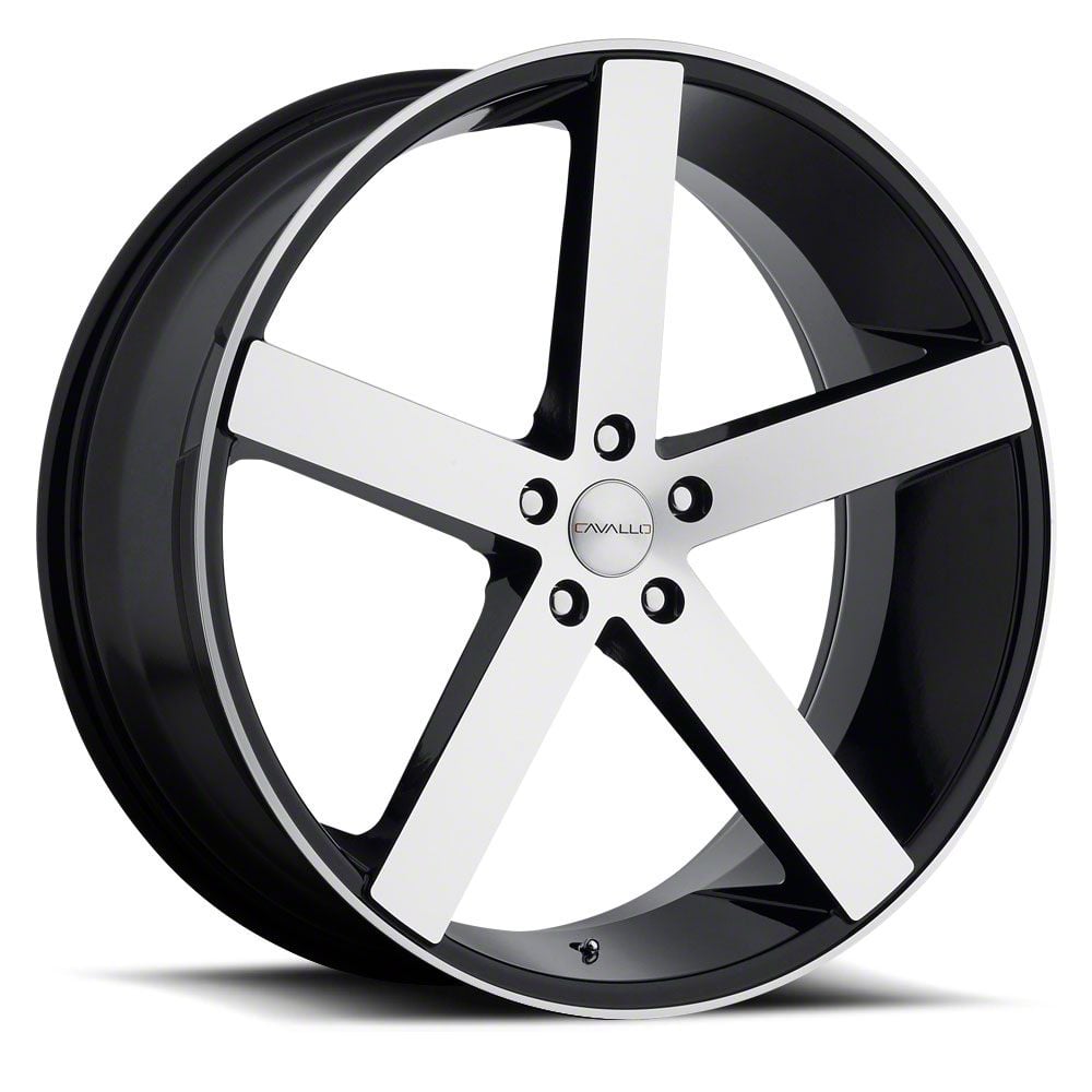 Cavallo Charger CLV-5 Gloss Black and Machined Wheel; 20x8.5; 15mm ...