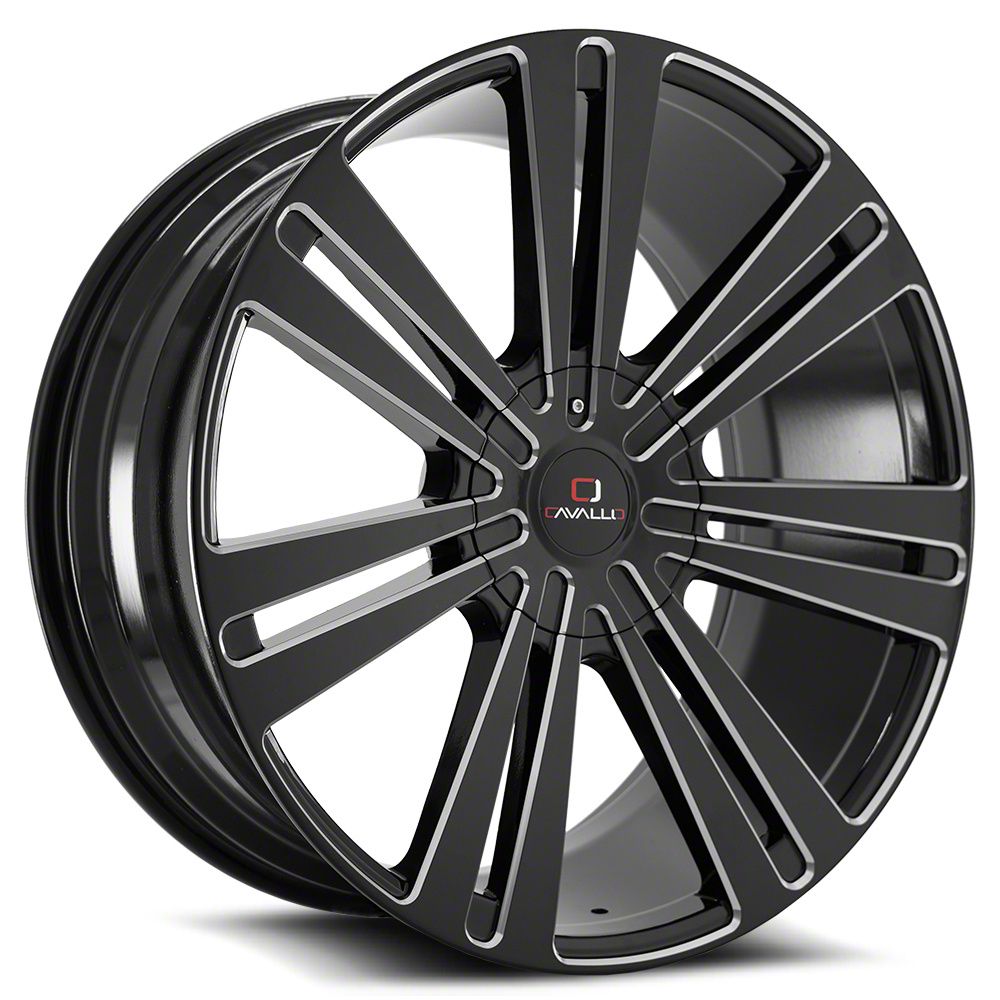 Cavallo Mustang CLV-16 Gloss Black Milled Windows Wheel; 20x8.5; 35mm ...