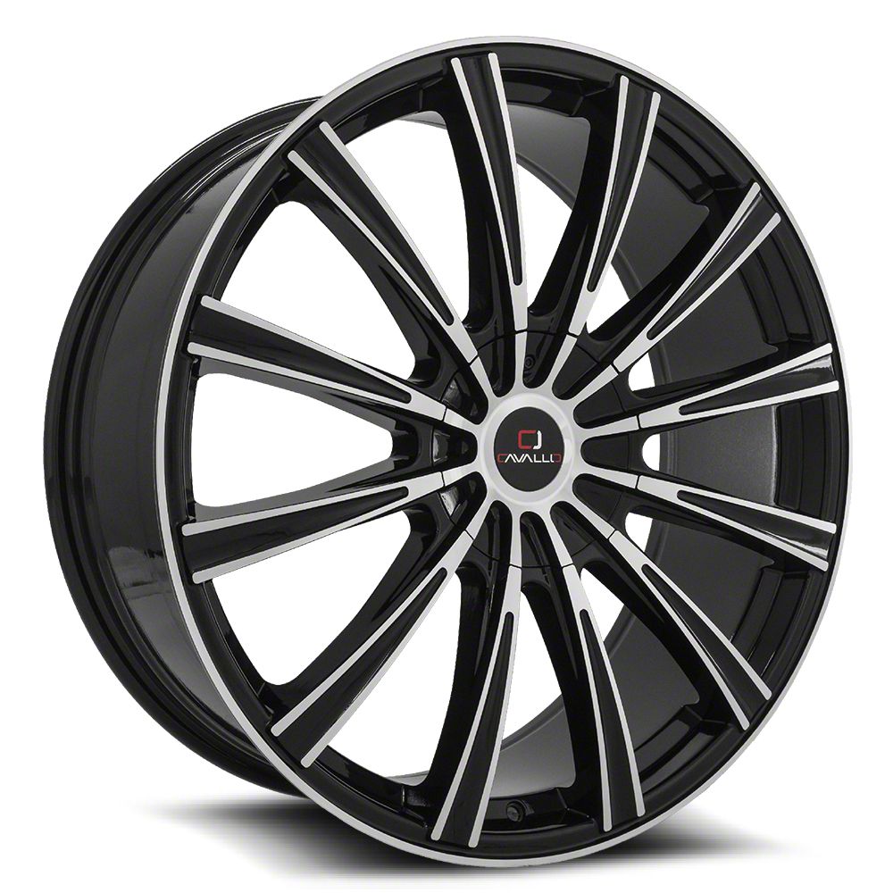 Cavallo Mustang CLV-23 Gloss Black and Machined Wheel; Rear Only; 22x8 ...