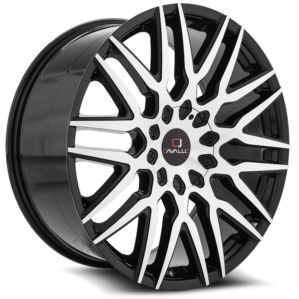 Cavallo Mustang CLV-24 Gloss Black and Machined Wheel; 22x8.5; 38mm ...