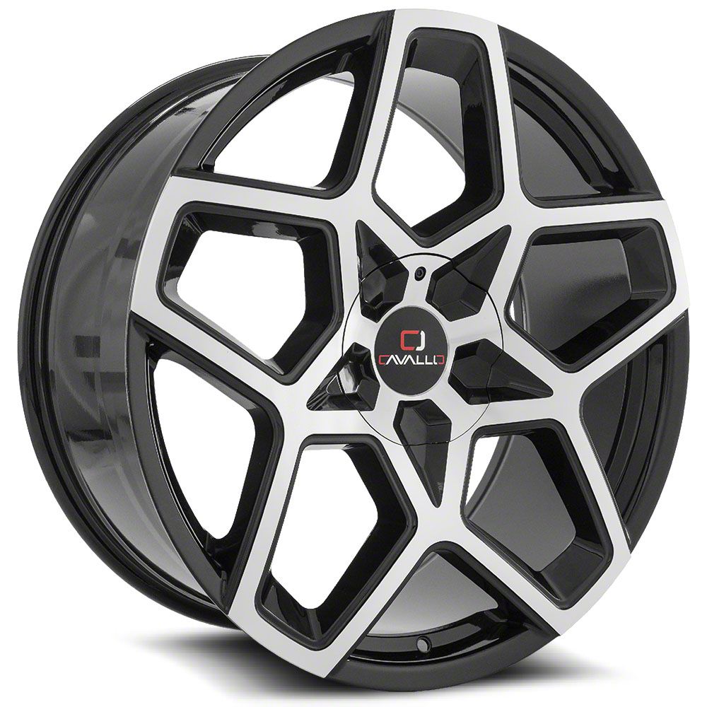 Cavallo Mustang CLV-25 Gloss Black and Machined Wheel; 20x8.5; 35mm ...