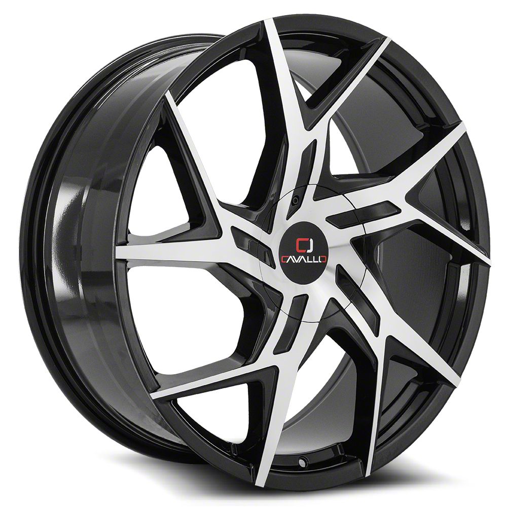 Cavallo Mustang CLV-26 Gloss Black and Machined Wheel; 20x8.5; 35mm Offset CLV-26208551081143 ...