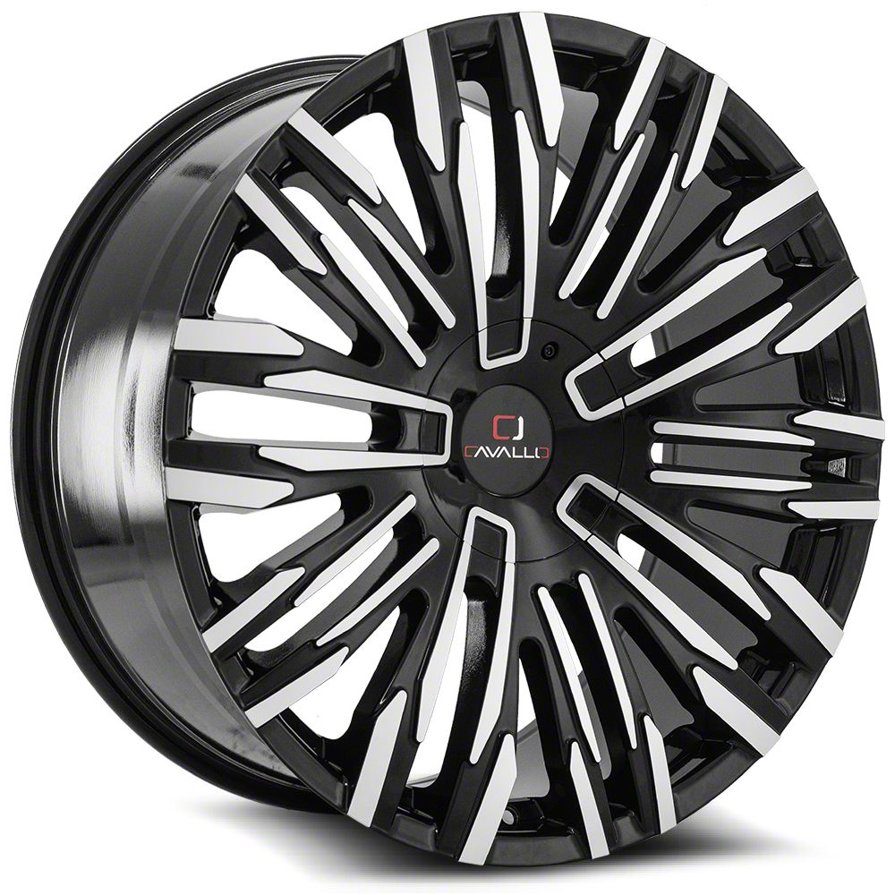 Cavallo Mustang CLV-28 Gloss Black and Machined Wheel; 20x8.5; 35mm ...