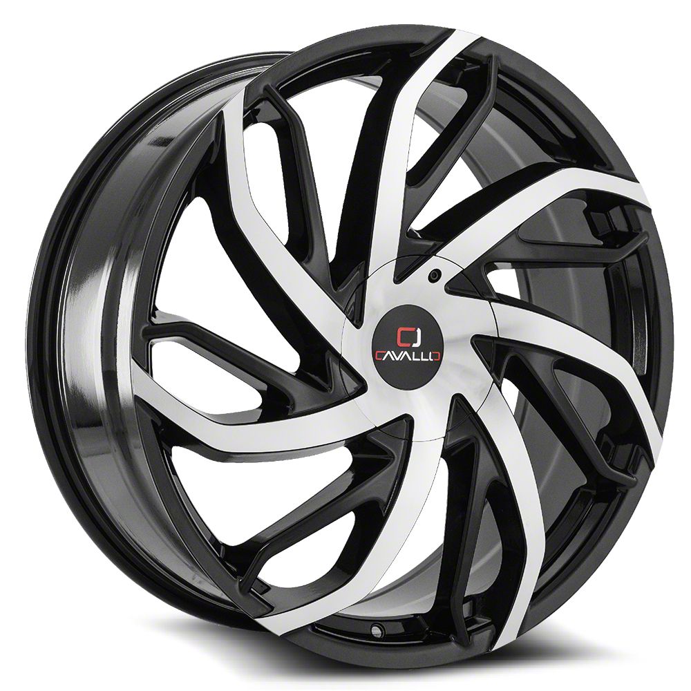 Cavallo Mustang CLV-29 Gloss Black and Machined Wheel; 22x8.5; 38mm ...
