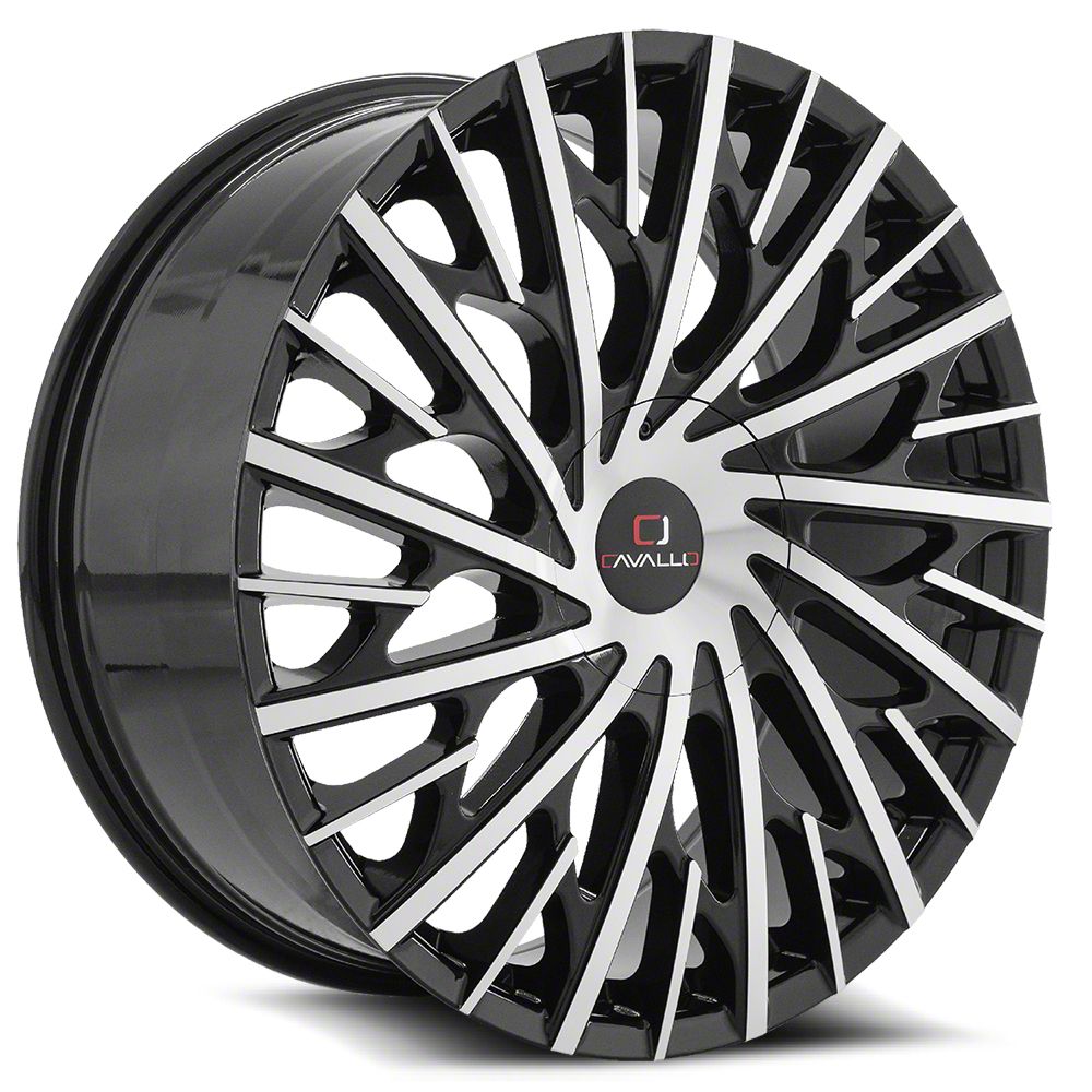 Cavallo Mustang CLV-30 Gloss Black and Machined Wheel; 22x8.5; 38mm ...