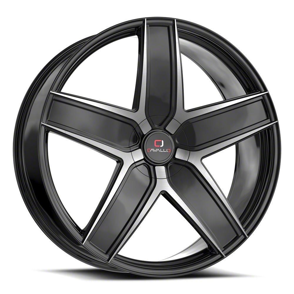 Cavallo Mustang CLV-31 Gloss Black and Machined Wheel; 22x8.5; 38mm ...
