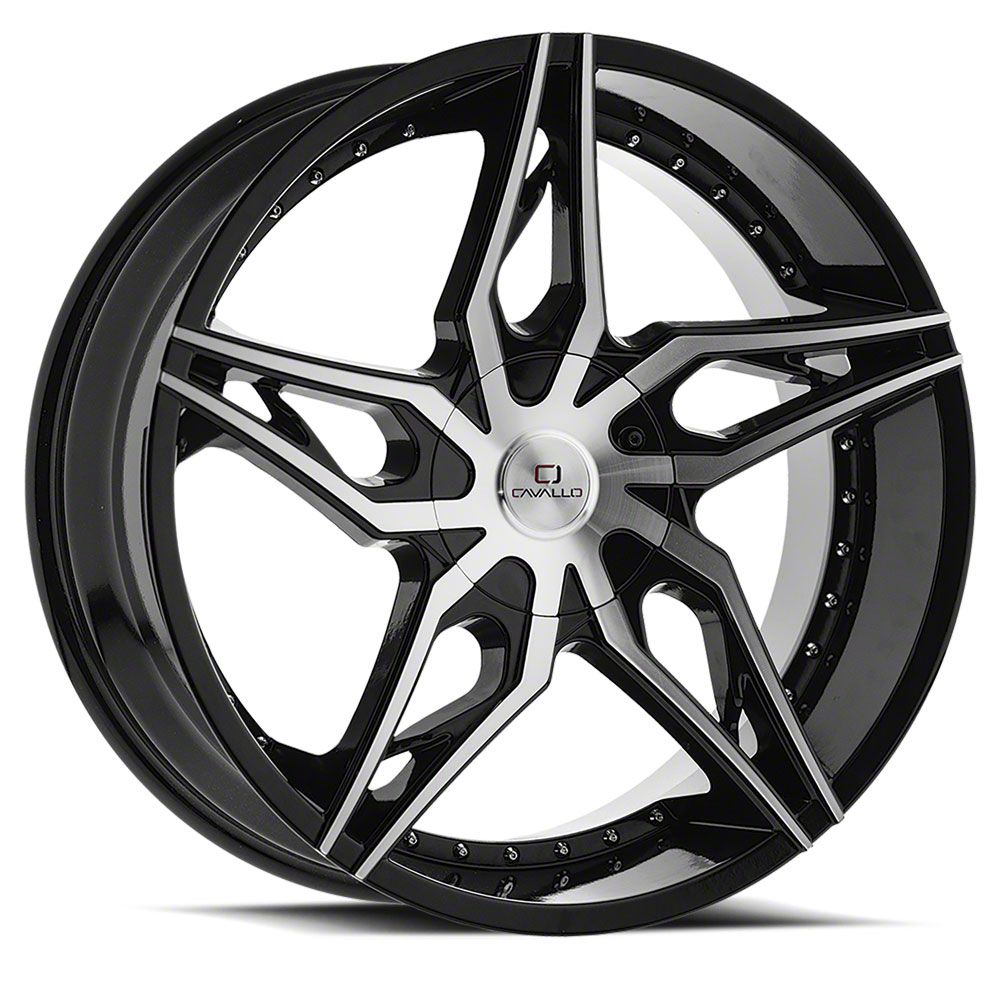 Cavallo Mustang CLV-38 Gloss Black and Machined Wheel; 20x8.5; 35mm Offset CLV-38208551081143 ...